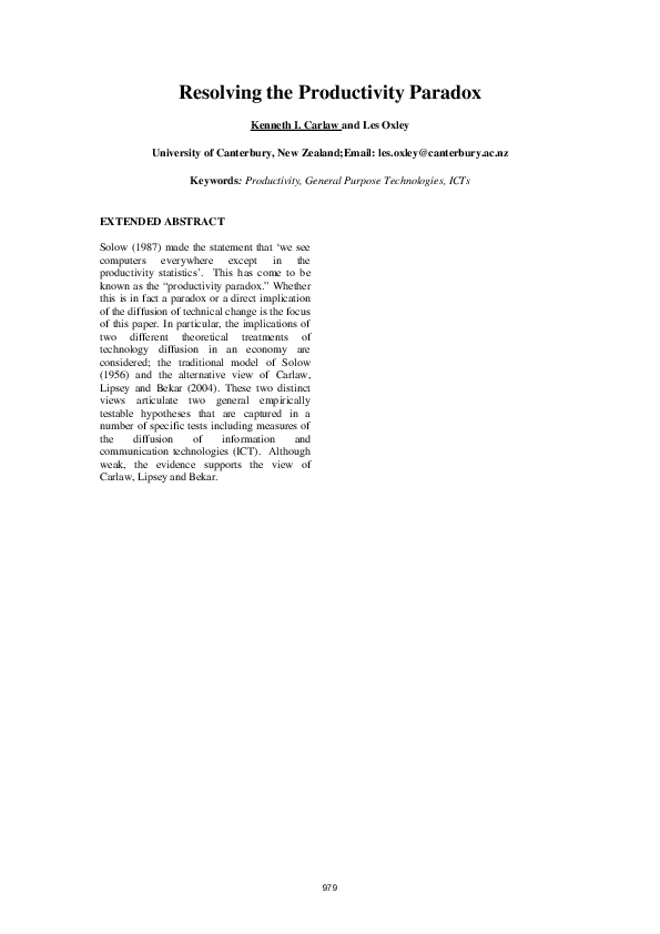 (PDF) Understanding the Productivity Paradox