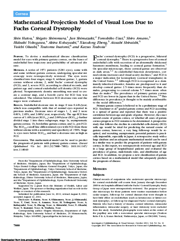 (PDF) Mathematical Projection Model of Visual Loss Due to Fuchs Corneal ...