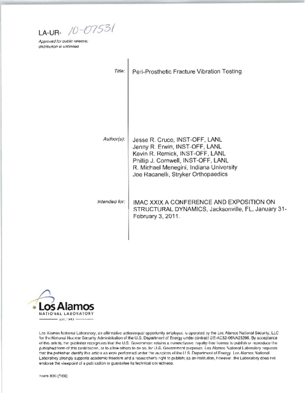 (PDF) Peri-prosthetic fracture vibration testing