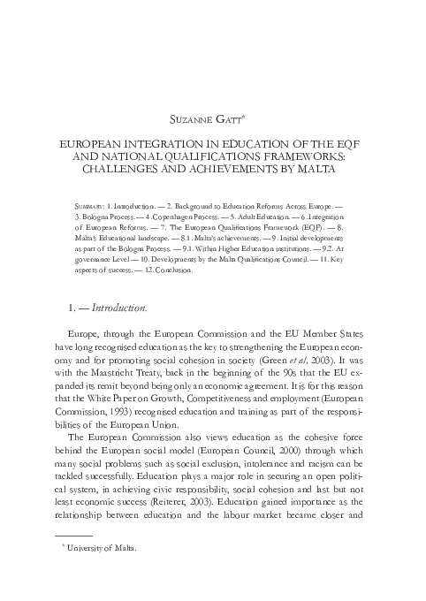 (PDF) European integration in education of the EQF and National ...