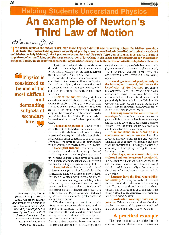 (PDF) An example of Newton's Third Law of Motion