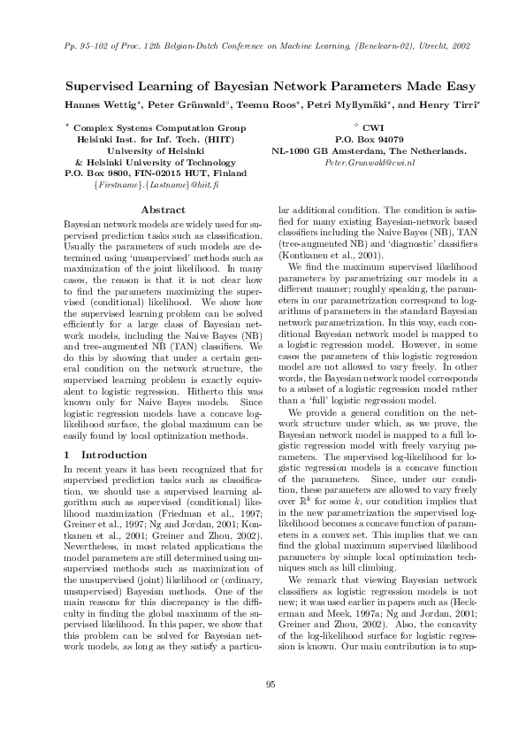 (PDF) Supervised learning of Bayesian network parameters made easy