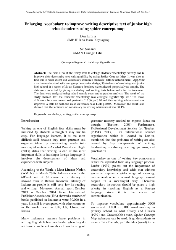 (PDF) Enlarging vocabulary to improve writing descriptive text of junior high school students ...