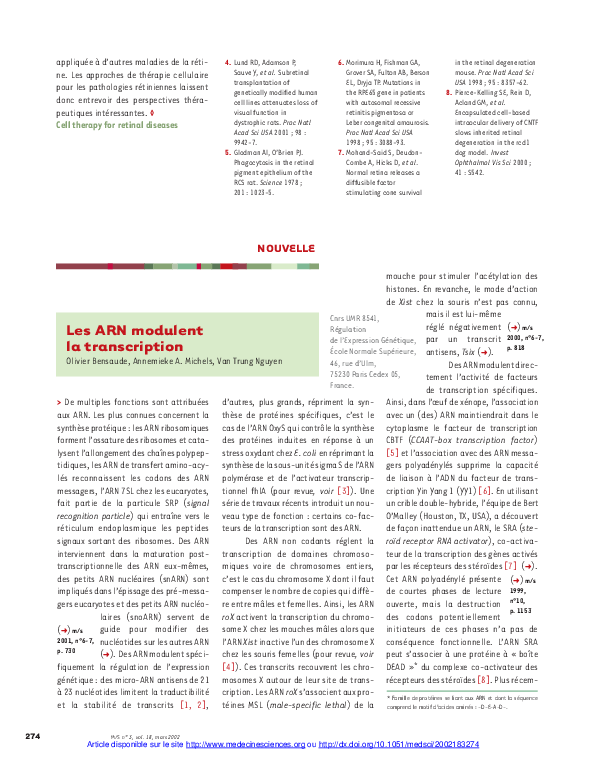 (PDF) Les ARN modulent la transcription