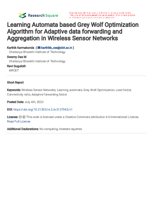 (PDF) Learning Automata based Grey Wolf Optimization Algorithm for Adaptive data forwarding and ...