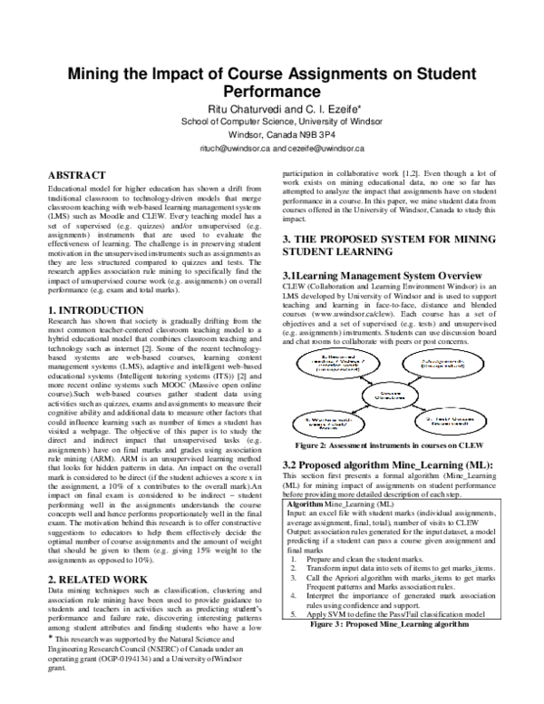 (PDF) Mining the Impact of Course Assignments on Student Performance