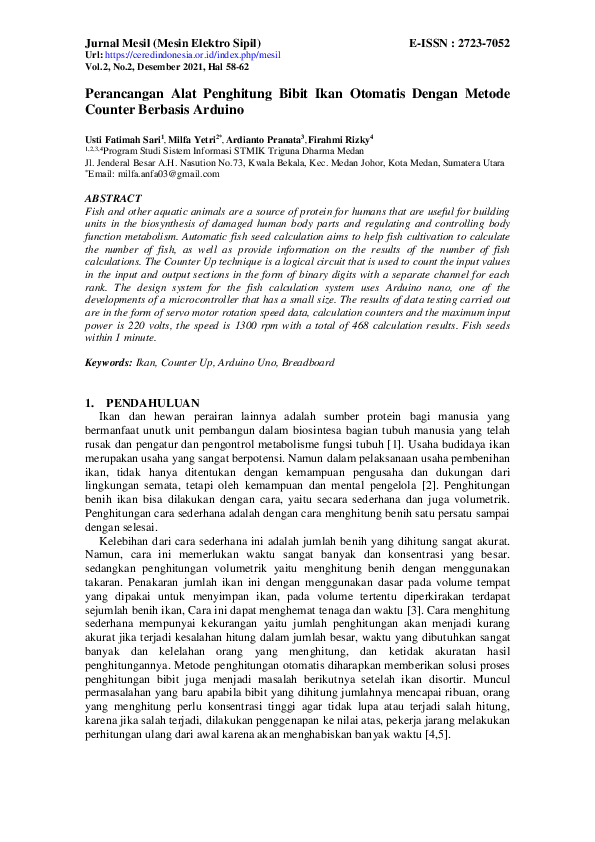 (PDF) Perancangan Alat Penghitung Bibit Ikan Otomatis Dengan Metode ...