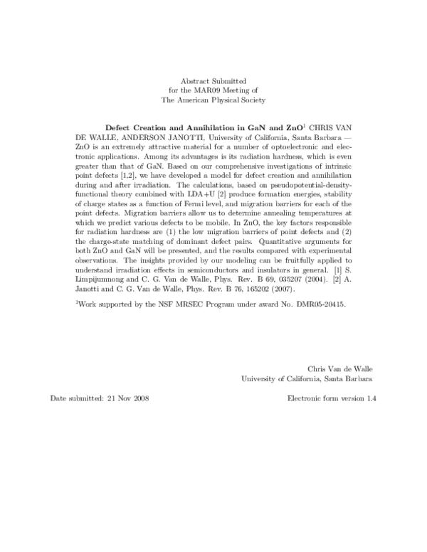 (PDF) Defect Creation and Annihilation in GaN and ZnO
