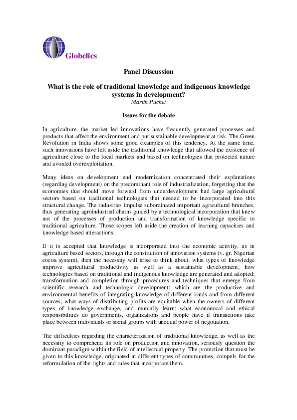 (PDF) What is the role of traditional knowledge and indigenous ...