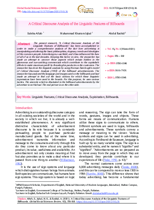 (PDF) A Critical Discourse Analysis of the Linguistic Features of ...