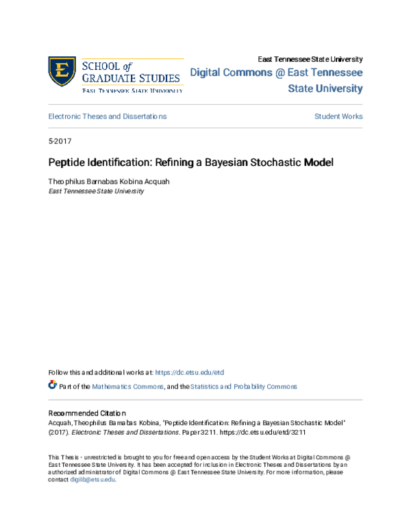 (PDF) Peptide Identification: Refining a Bayesian Stochastic Model