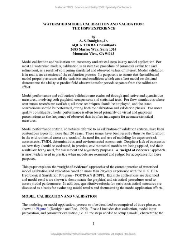 (PDF) Watershed Model Calibration and Validation: The HSPF Experience