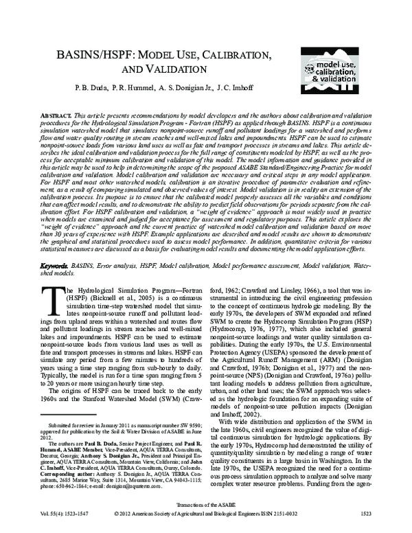 (PDF) BASINS/HSPF: Model Use, Calibration, and Validation