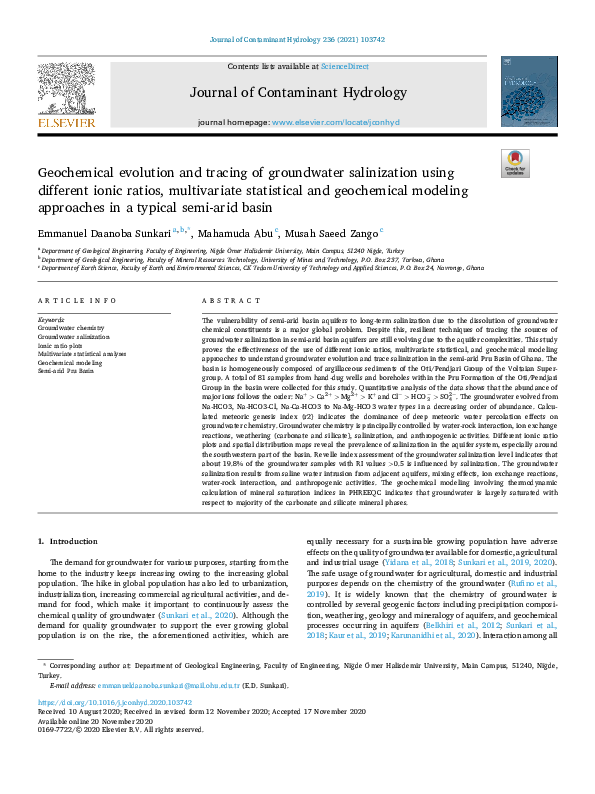 Pdf Geochemical Evolution And Tracing Of Groundwater Salinization