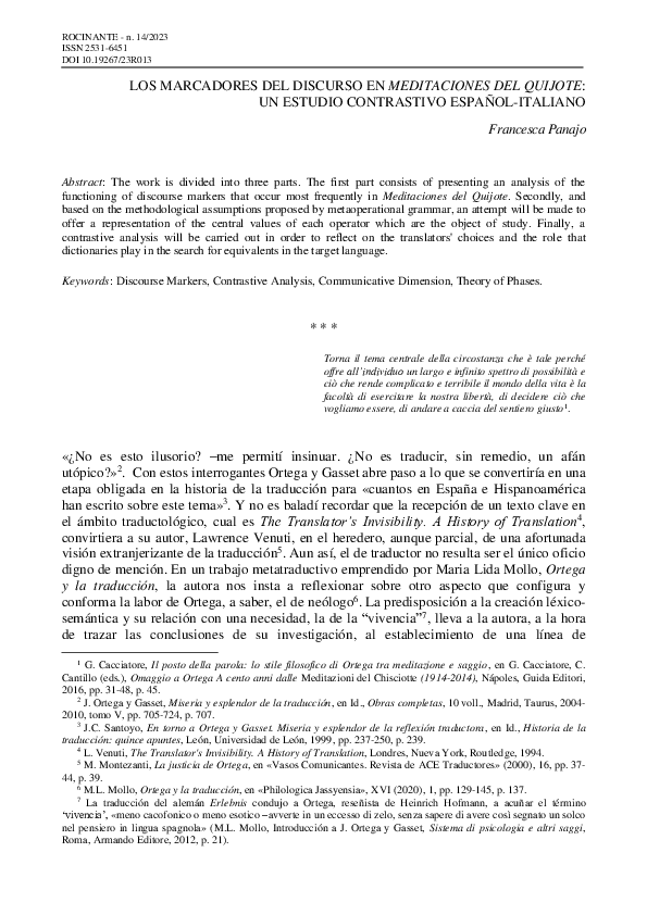 (PDF) LOS MARCADORES DEL DISCURSO EN MEDITACIONES DEL QUIJOTE: UN ...