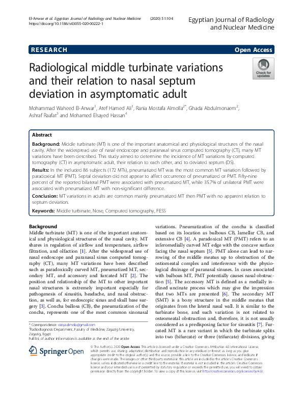 (PDF) Radiological middle turbinate variations and their relation to ...
