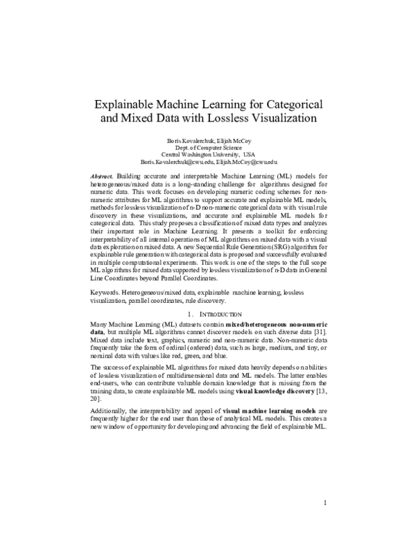 (PDF) Explainable Machine Learning for Categorical and Mixed Data with Lossless Visualization