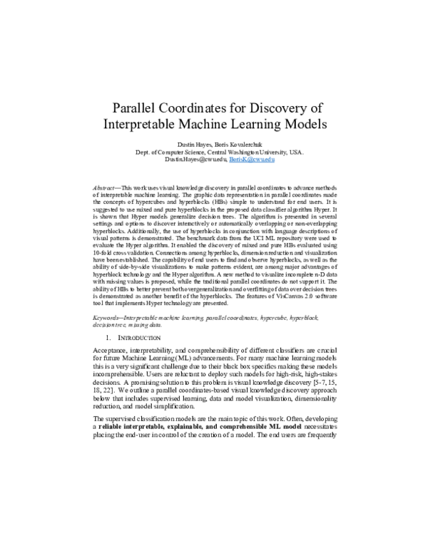 (PDF) Parallel Coordinates for Discovery of Interpretable Machine ... (PDF) Parallel Coordinates for Discovery of Interpretable Machine ...