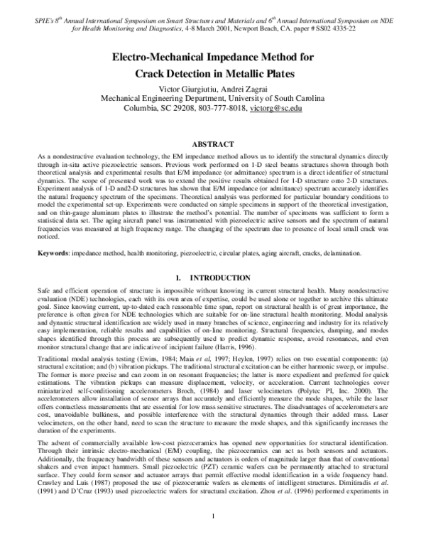 (PDF) Electro-mechanical impedance method for crack detection in ...