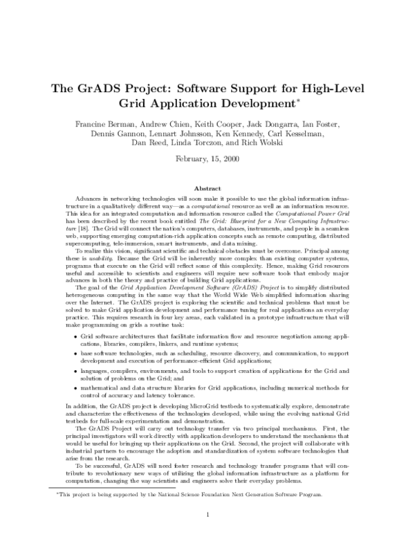 (PDF) The GrADS Project: Software Support for High-Level Grid ...