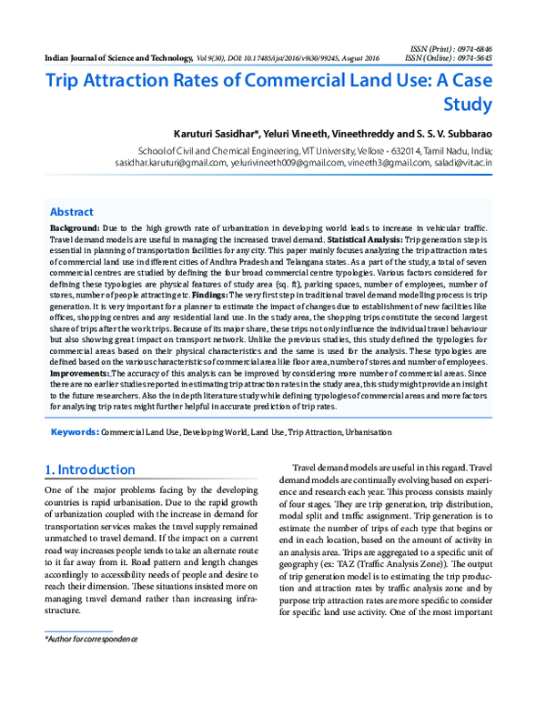 (PDF) Trip Attraction Rates of Commercial Land Use: A Case Study