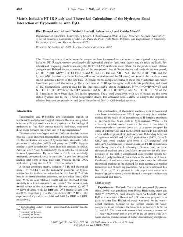 (PDF) Matrix-Isolation FT-IR Study and Theoretical Calculations of the ...