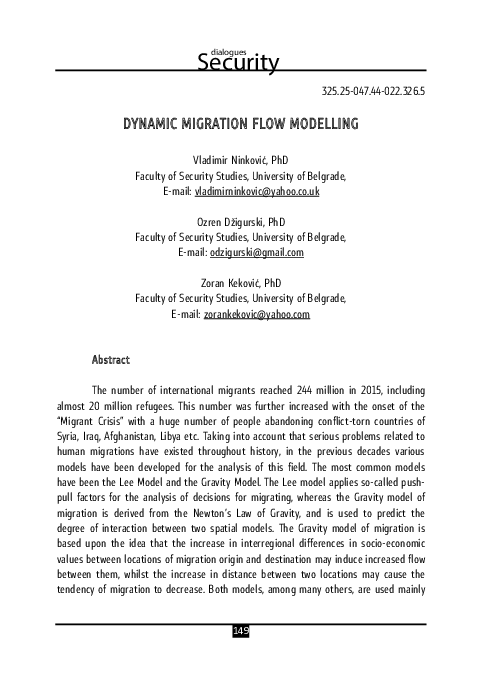 (PDF) Dynamic migration flow modeling