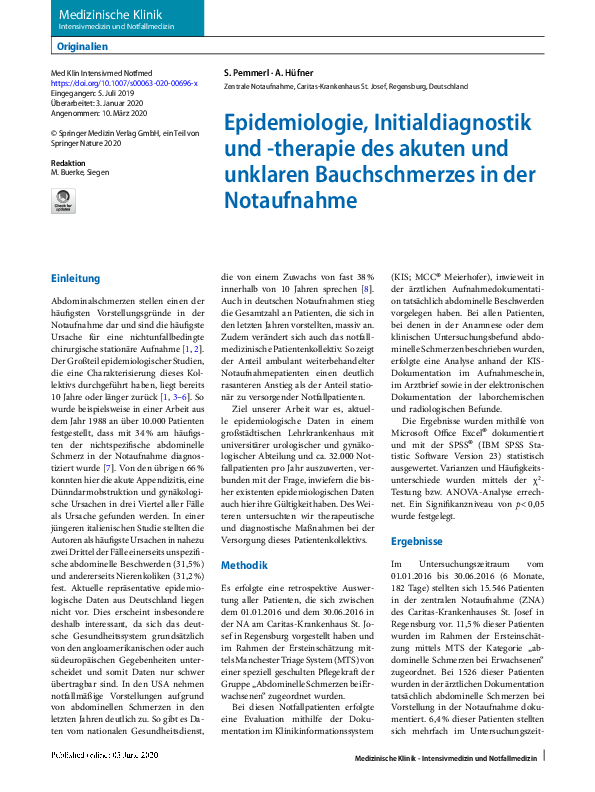 (PDF) Epidemiologie, Initialdiagnostik und -therapie des akuten und ...