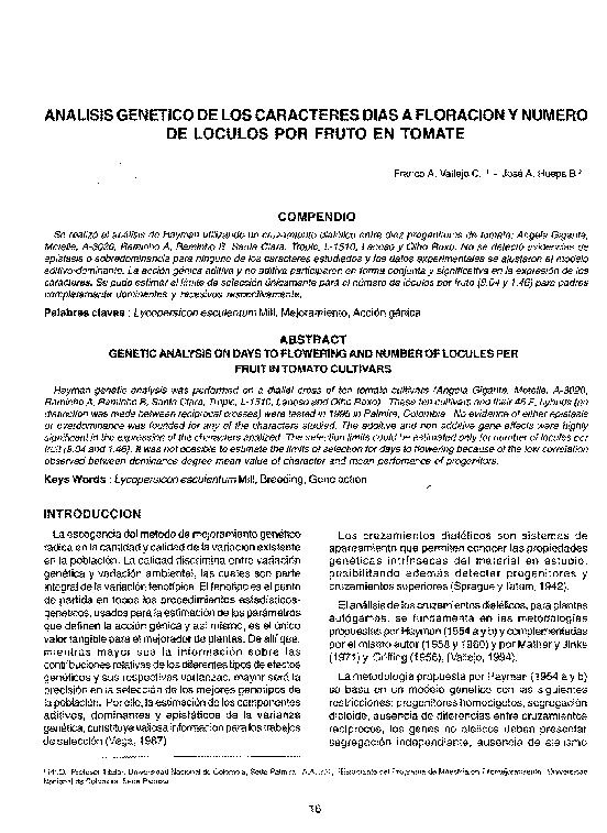 (PDF) Análisis genético de los caracteres olas a floración y número de ...