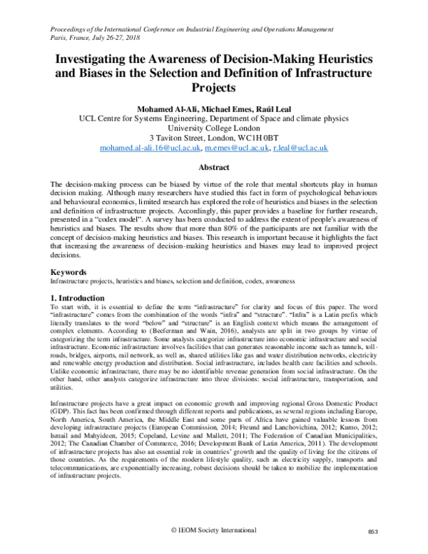 (PDF) Investigating the Awareness of Decision-Making Heuristics and ...