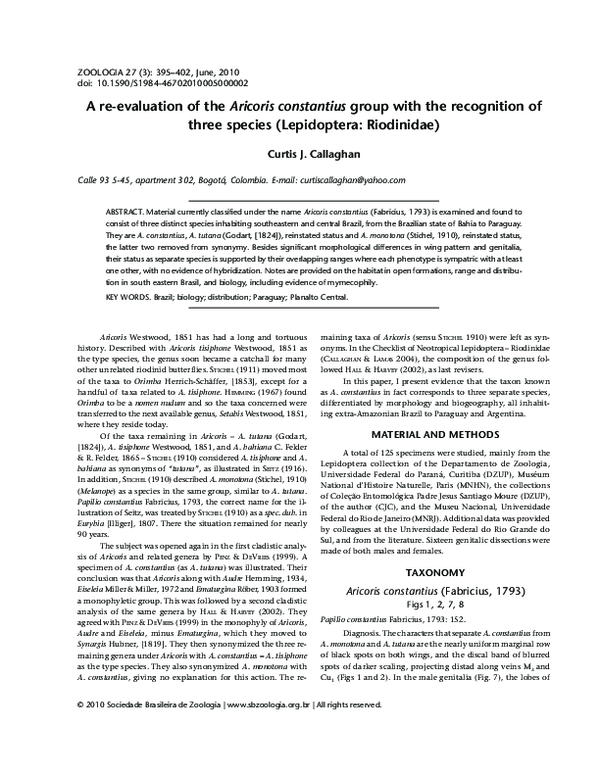 (PDF) A re-evaluation of the Aricoris constantius group with the ...