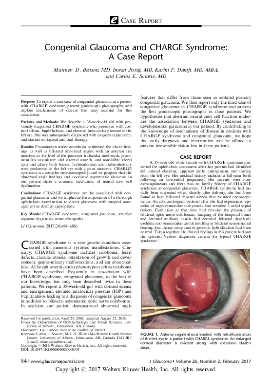 (PDF) Congenital Glaucoma and CHARGE Syndrome