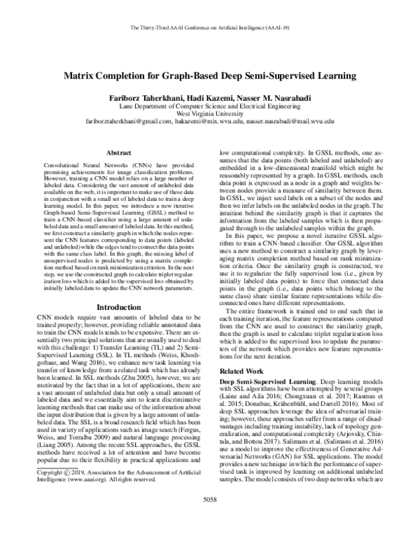 (PDF) Matrix Completion for Graph-Based Deep Semi-Supervised Learning