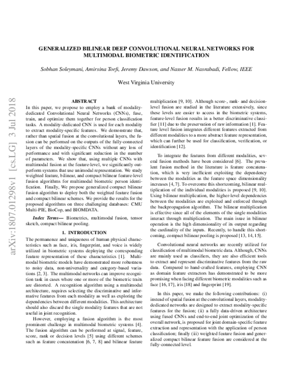 (PDF) Generalized Bilinear Deep Convolutional Neural Networks for Multimodal Biometric ...