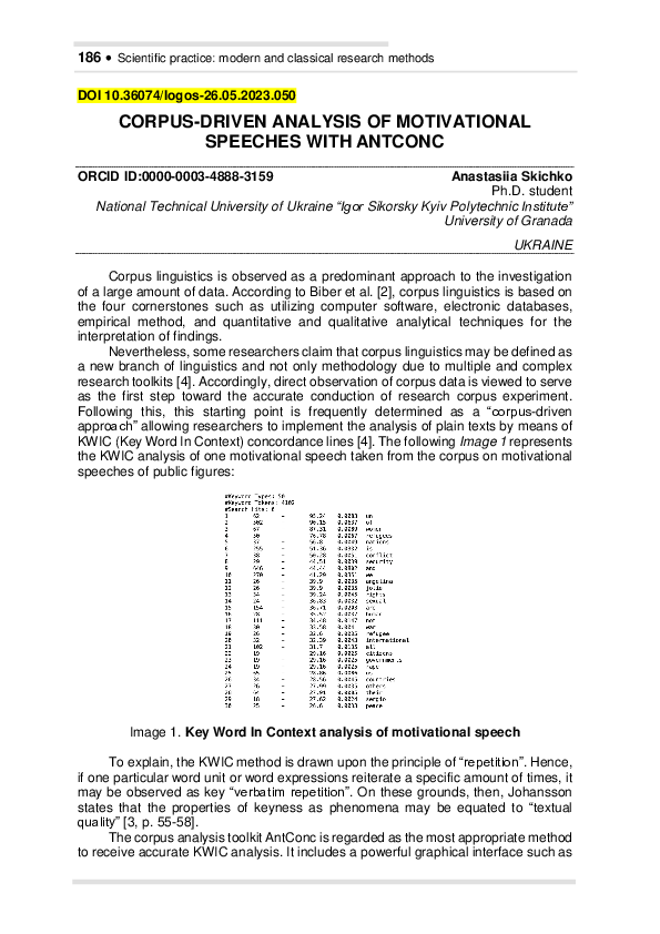 (PDF) Corpus Driven Analysis of Motivational Speeches with Antconc