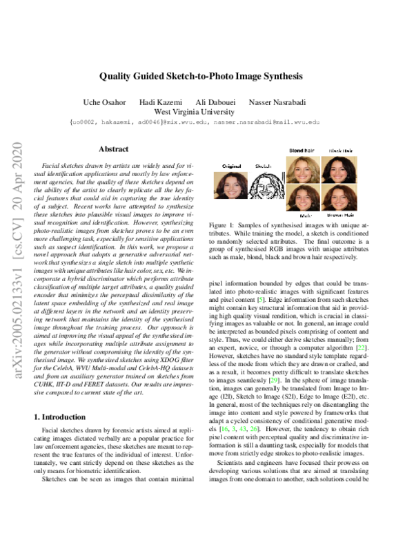 (PDF) Quality Guided Sketch-to-Photo Image Synthesis