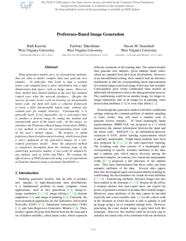 (PDF) Preference-Based Image Generation