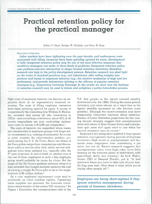 (PDF) Practical retention policy for the practical manager