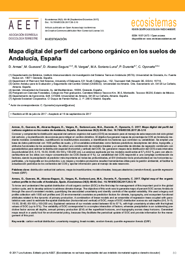 (PDF) Digital map of the organic carbon profile in the soils of ...