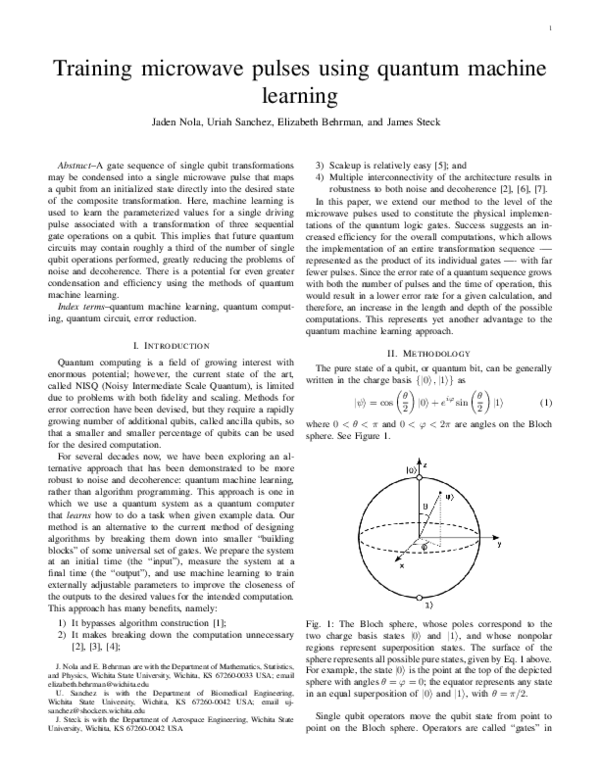 (PDF) Training microwave pulses using quantum machine learning