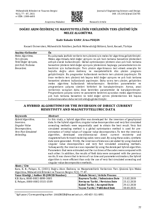 (PDF) A Hybrid Algorithm for the Inversion of Direct Current Resistivity and Magnetotelluric ...