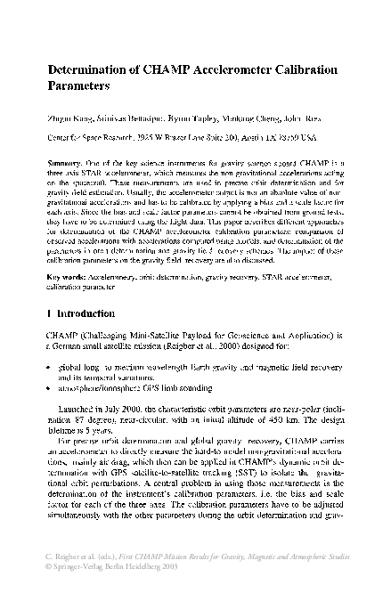 (PDF) Determination of CHAMP Accelerometer Calibration Parameters