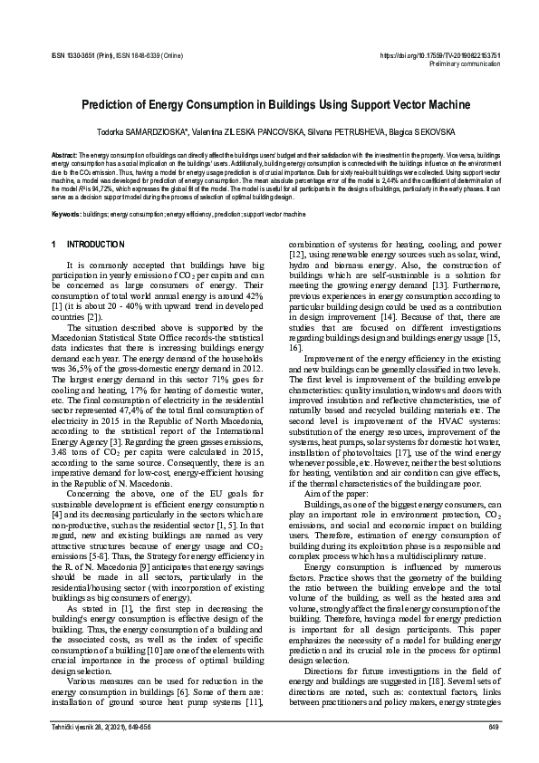 (PDF) Prediction of Energy Consumption in Buildings Using Support Vector Machine