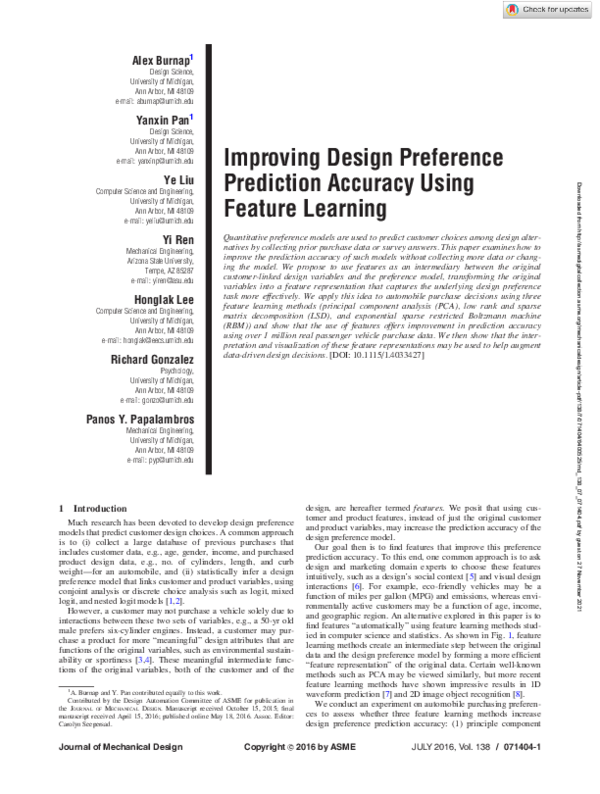 (PDF) Improving Design Preference Prediction Accuracy Using Feature ...