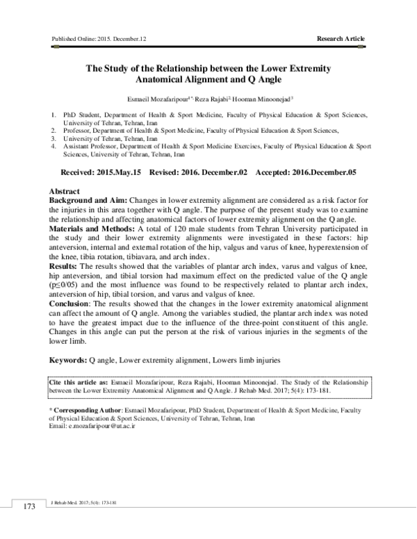(PDF) The Study of the Relationship Between the Lower Extremity ...