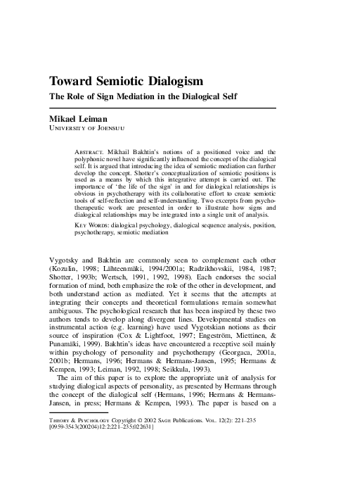 (PDF) Toward Semiotic Dialogism