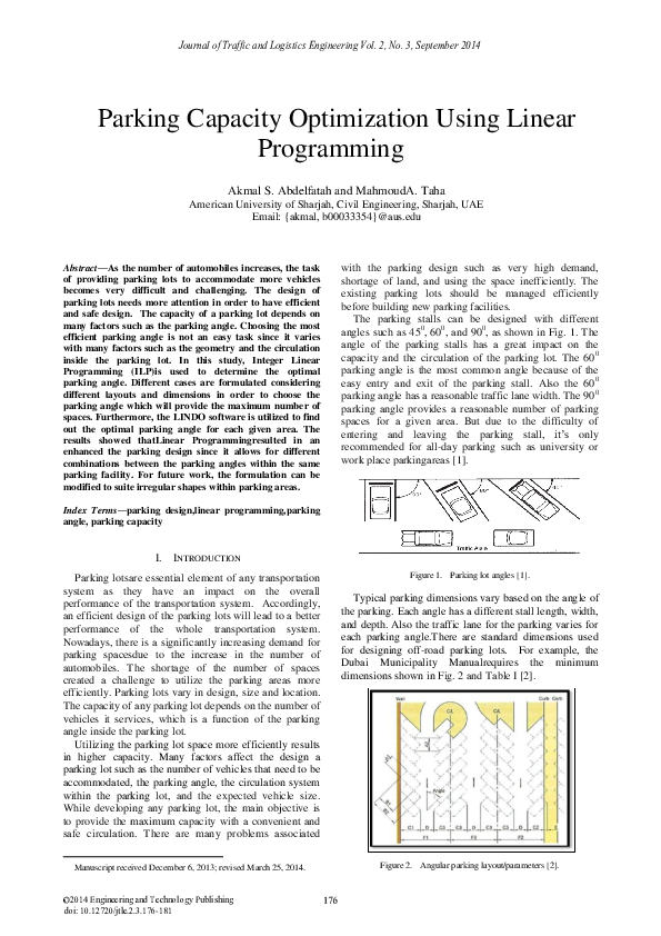(PDF) Parking Capacity Optimization Using Linear Programming