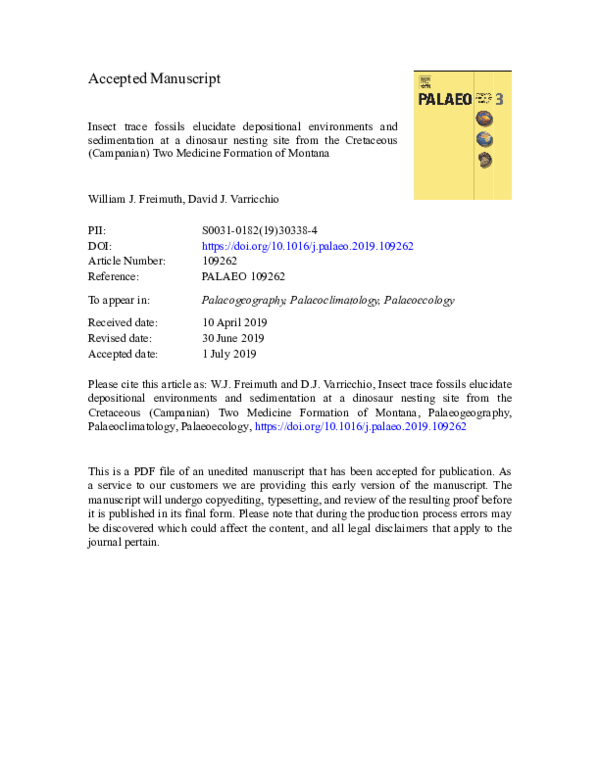(PDF) Insect trace fossils elucidate depositional environments and ...