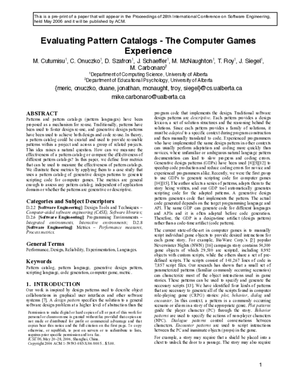 (PDF) Evaluating pattern catalogs