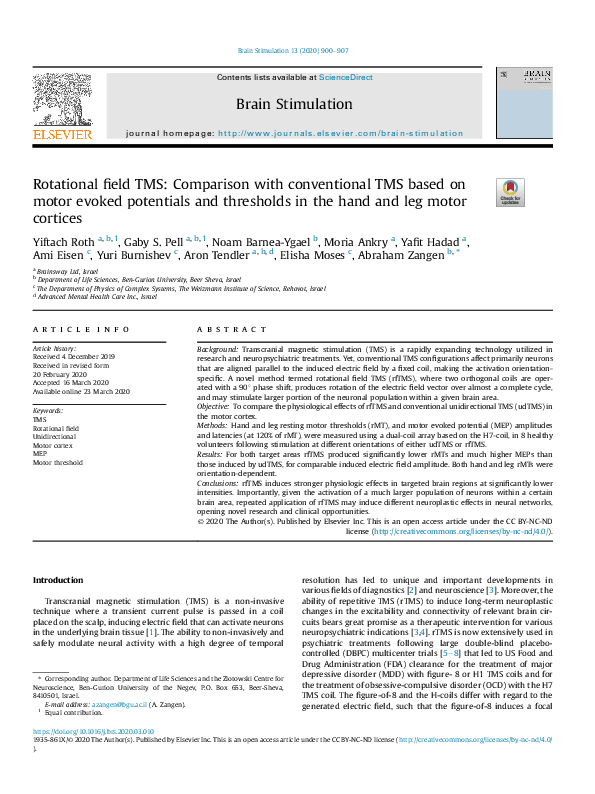 (PDF) Rotational field TMS: Comparison with conventional TMS based on ...